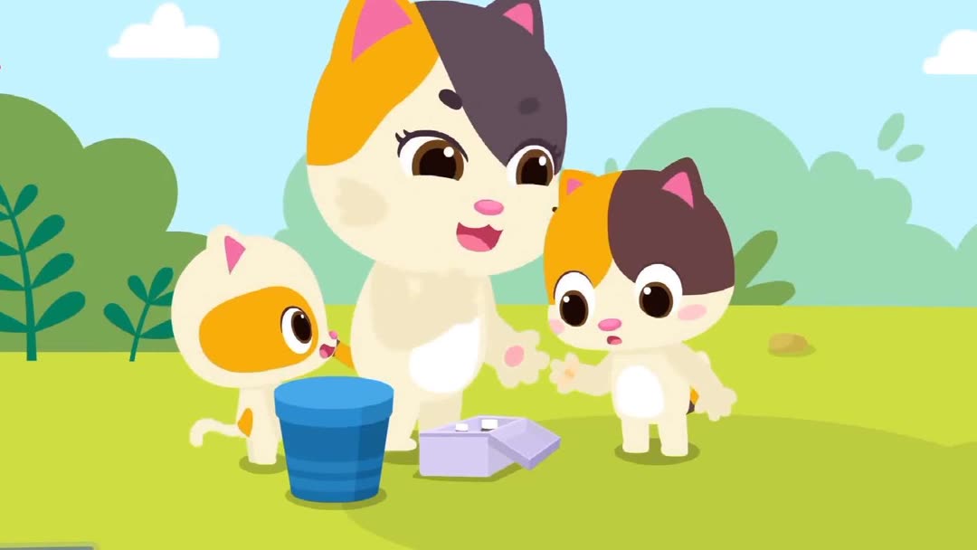 小猫咪摔倒受伤了!伤口需要用药水消毒--儿歌