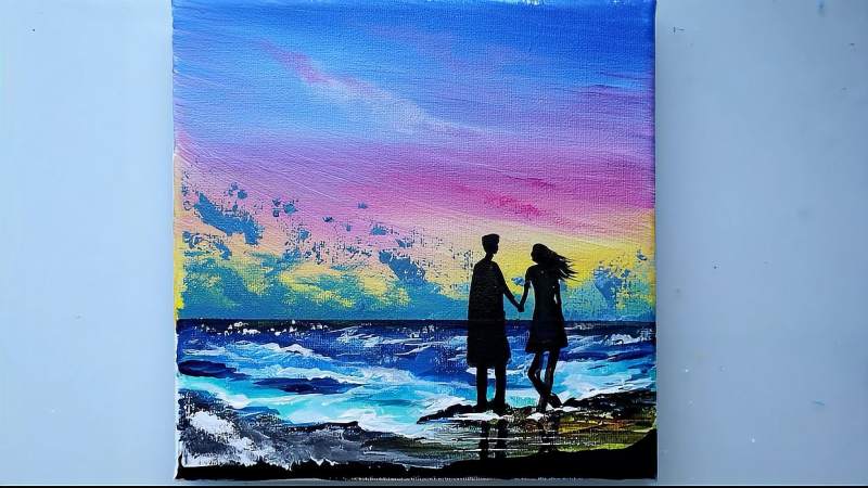 简单唯美风景画/初学者学习绘画入门教程/丙烯画/简单唯美绘画