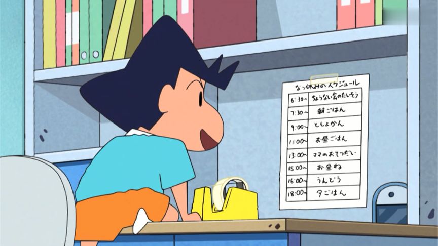 蜡笔小新:风间真是好孩子,就算放暑假,也要制定计划表