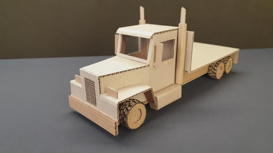 趣味手工DIY,纸板卡车模型的制作方法!