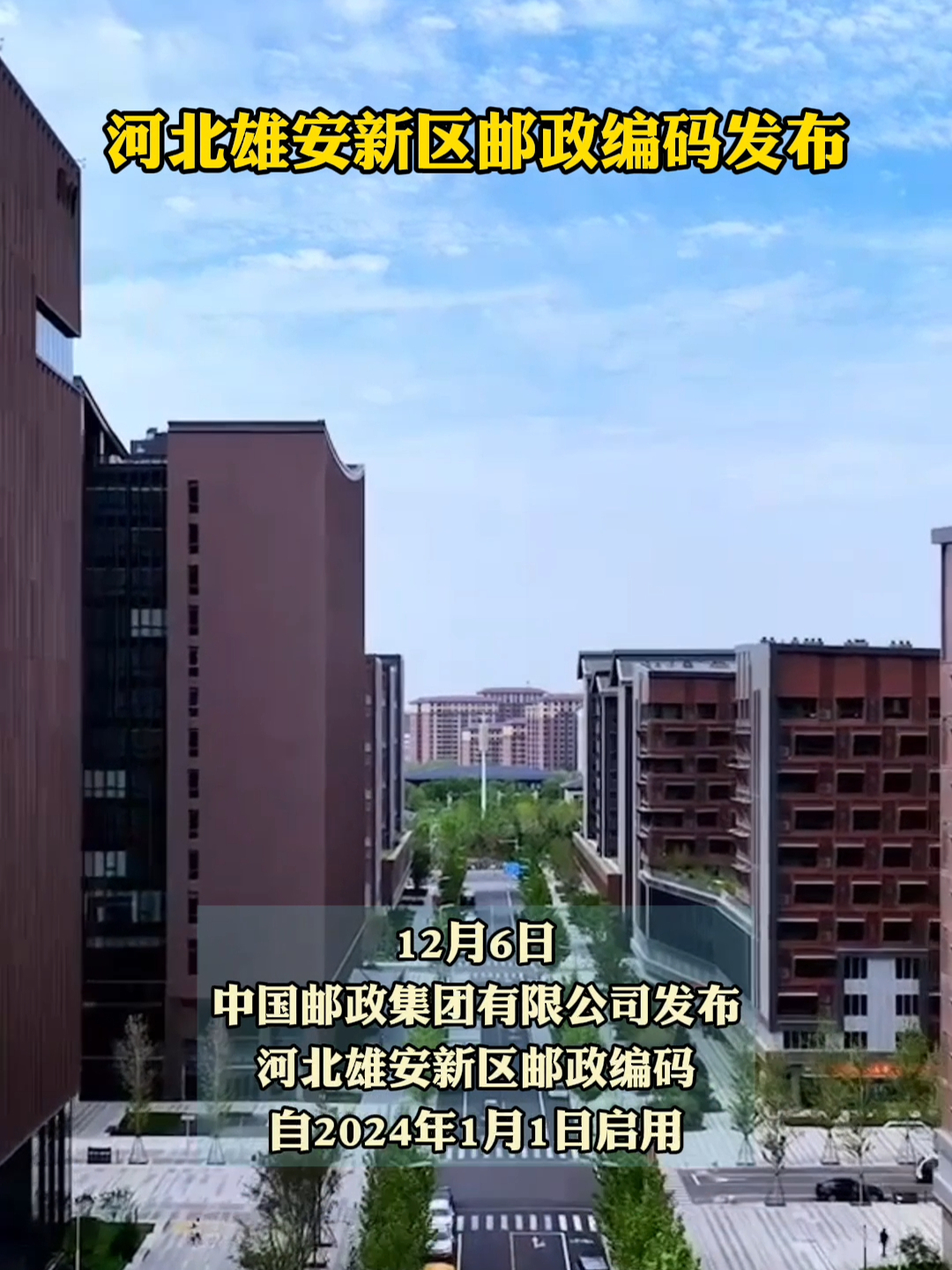 河北雄安新区邮政编码发布