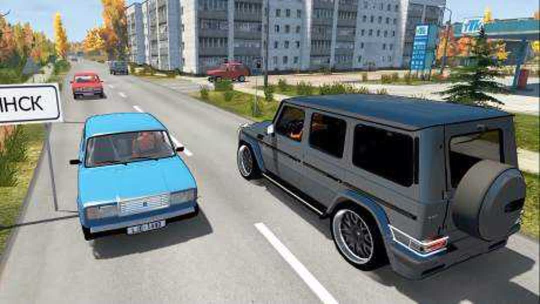 新手司机悄悄拿走了奔驰车钥匙,直线加速时连环相撞,车祸模拟器