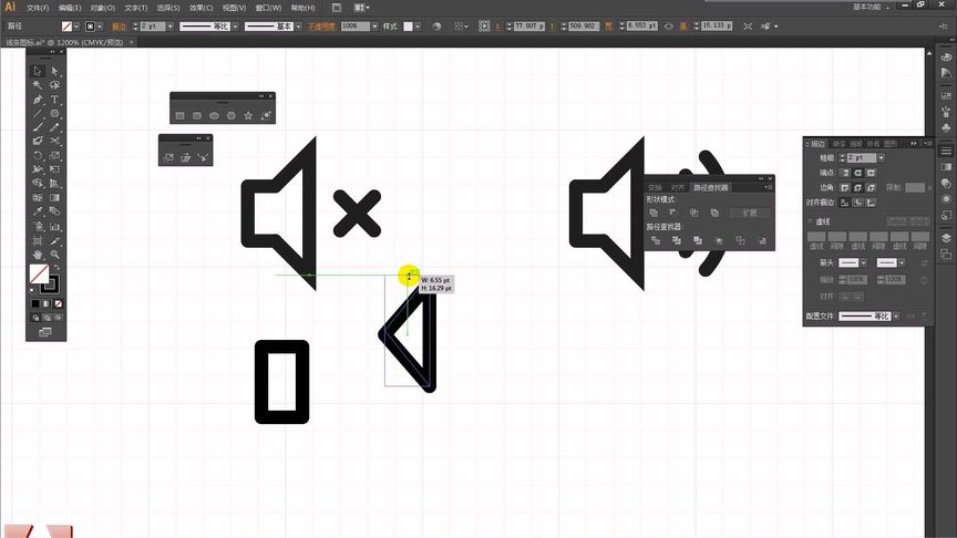 PS 应用路径查找器绘制异形线框图标