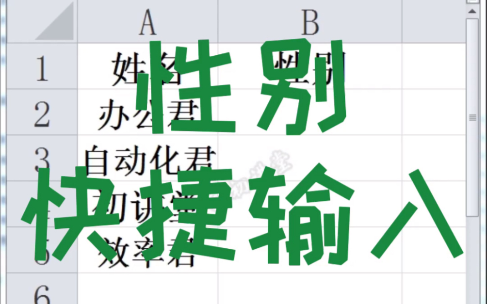 Excel性别快捷输入