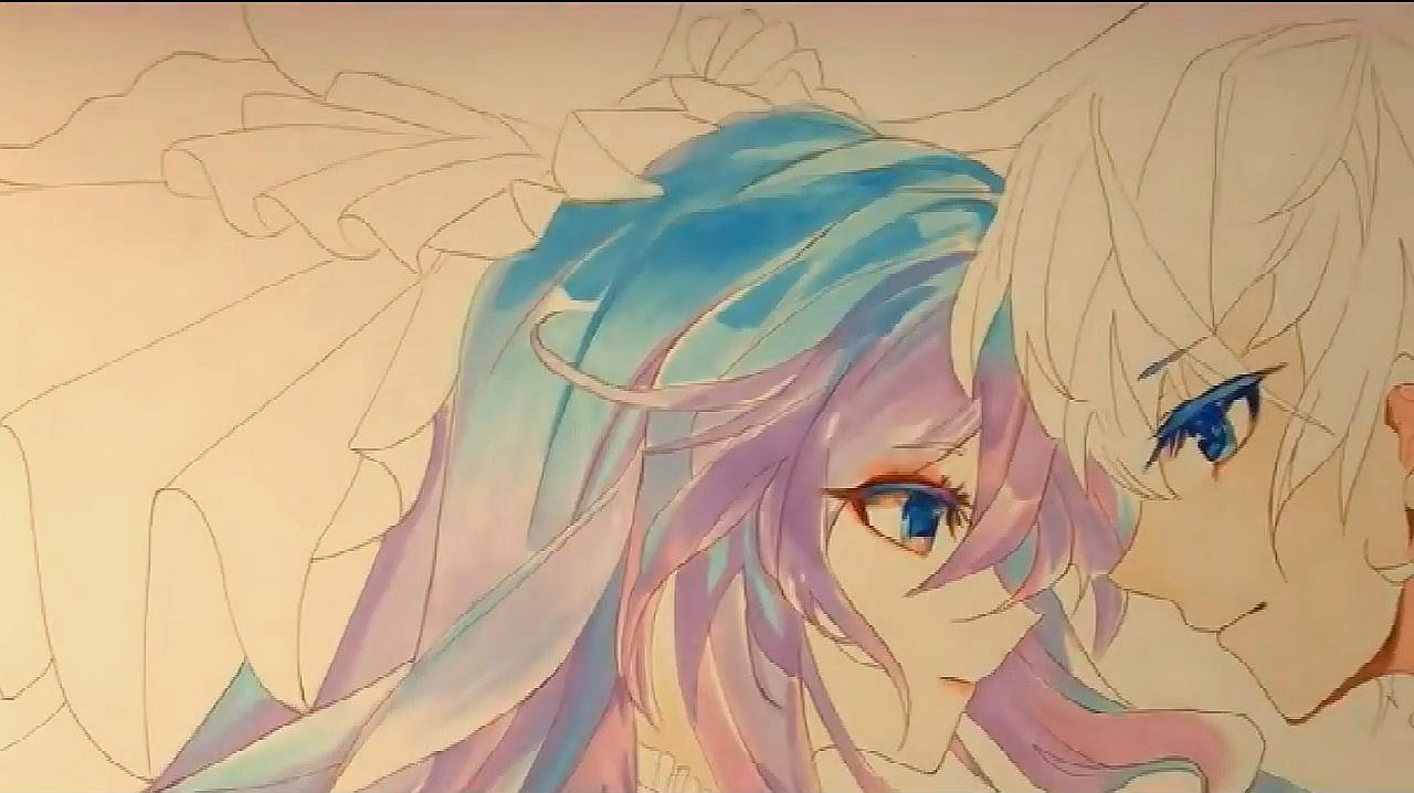 绘画:斗罗大陆舞桐与雨浩,马克笔头发上色过程!