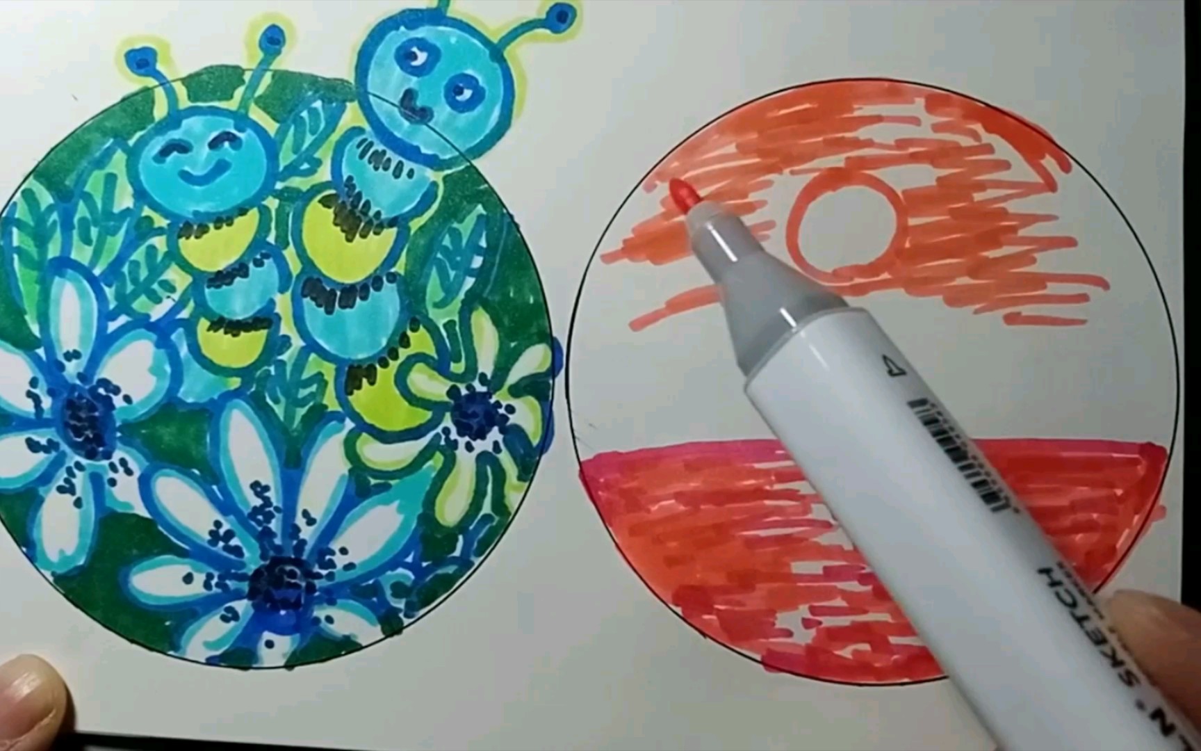 四年级l上册美术示范画:色彩的冷暖之暖色的画