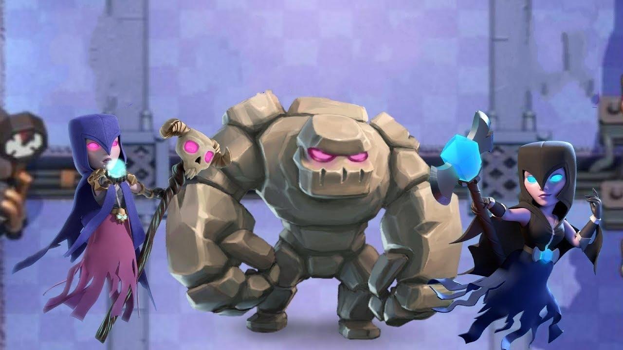 皇室战争卡组推荐版本强势,双女巫石头人卡组