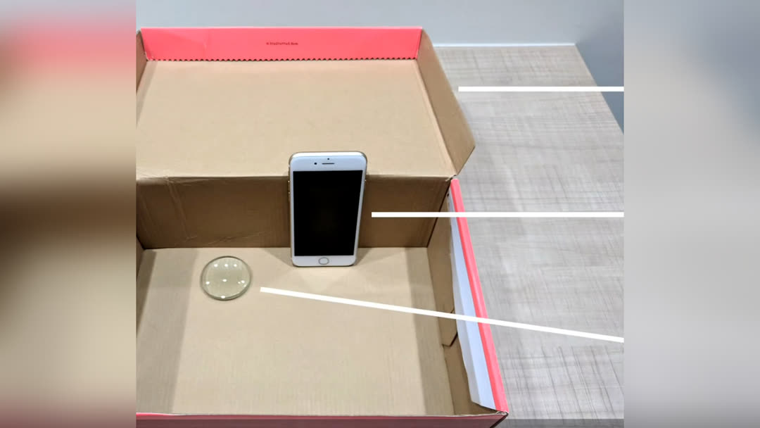 为什么会眯眯眼,眼睛近视模拟,用手机,放大镜鞋盒现场试验