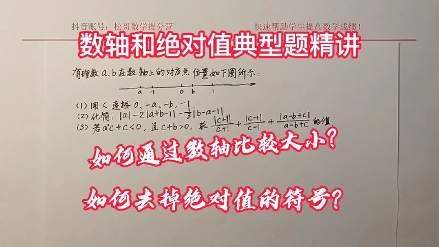 七年级数学:数轴和绝对值典型题精讲,掌握后考试易得高分!