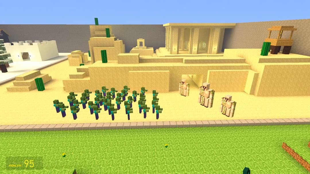 我的世界游戏:五十个僵尸能打得过三个铁傀儡吗?