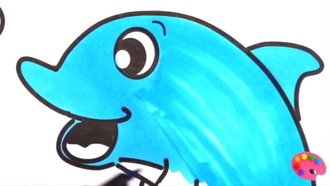 如何画简笔海豚并着色,快来涂上你喜欢的色彩吧