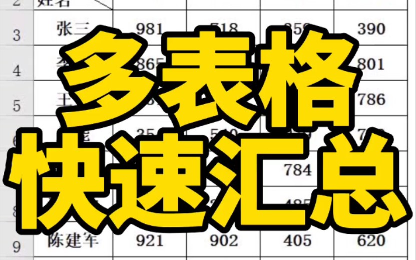 Excel多表快速汇总