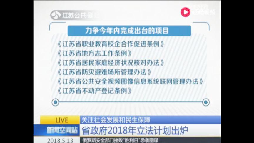 江苏省政府2018年立法计划出炉!你关心的事以后都“有法可依”!