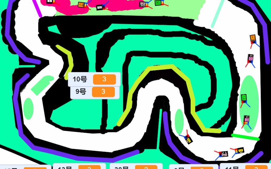 scratch模拟赛车,修复了一些bug,但又多了一些bug(倒着跑)