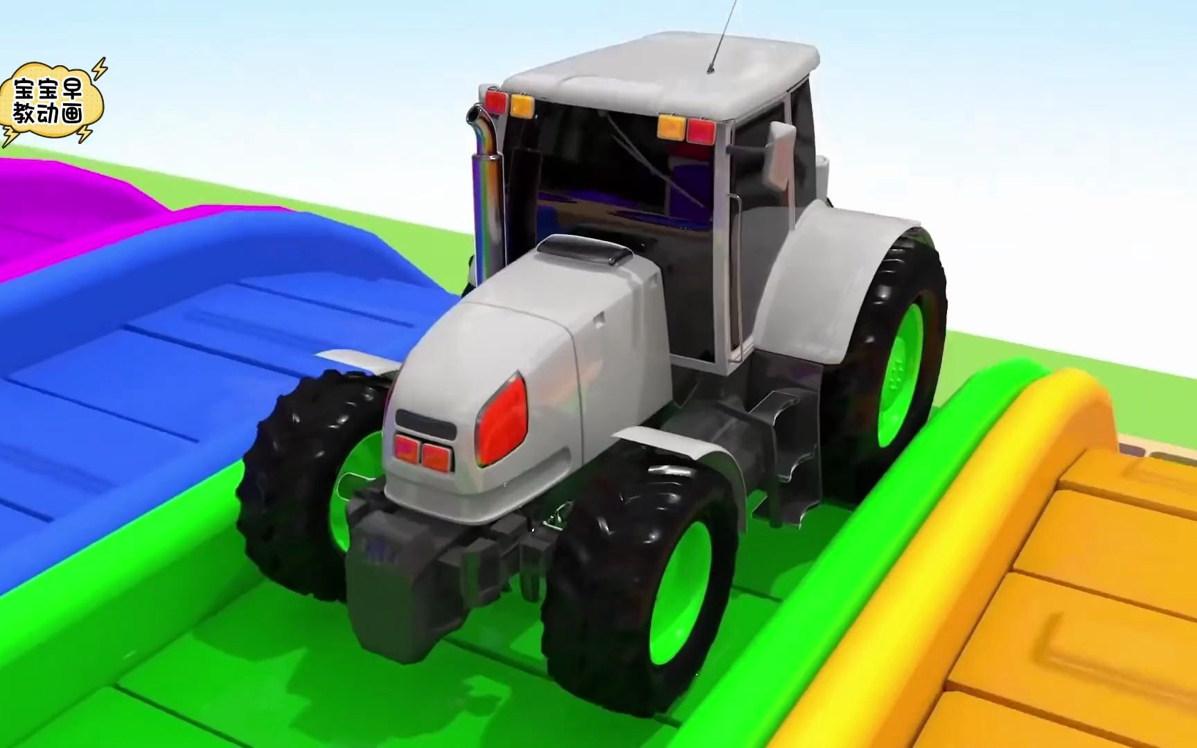 早教动画:救护车生气的样子很可爱,小小车一个接一个滑下滑滑梯,真好玩