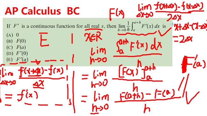AP Calculus BC 典型例题——利用导数的定义式解题