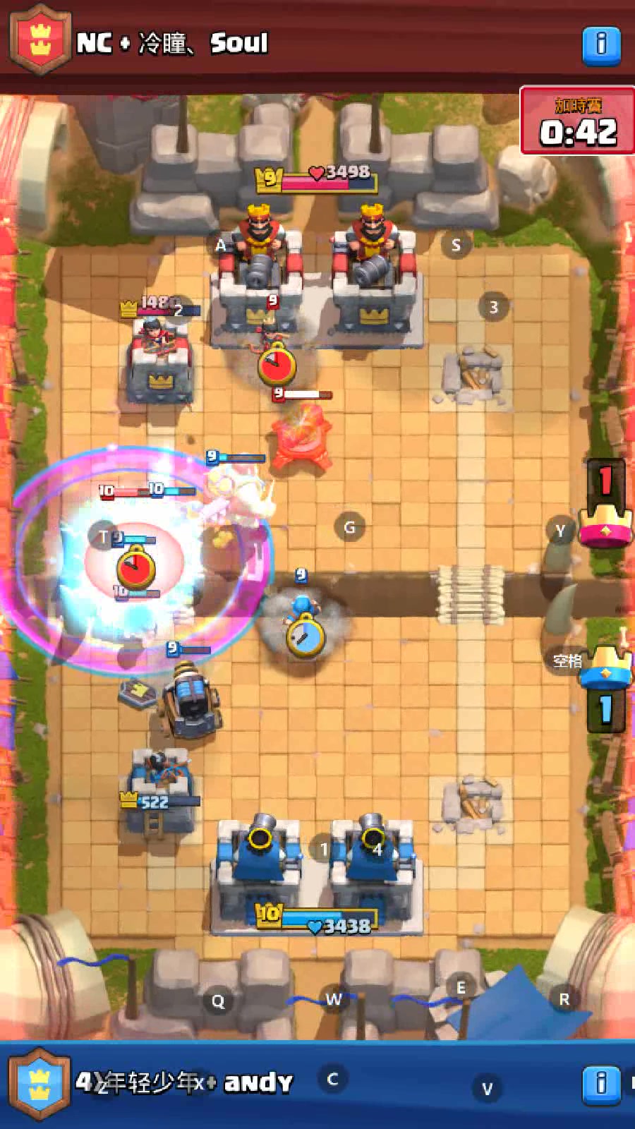 【皇室战争1v2系列】狂暴电车*2=两个力量哥才能防住