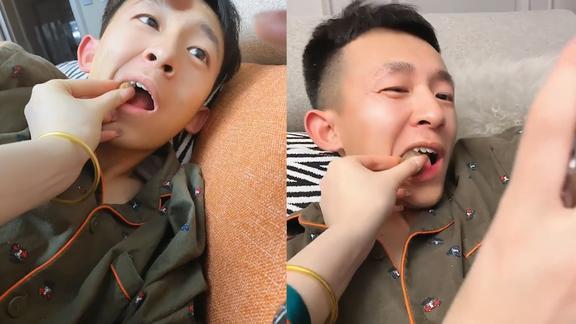 女子想吃榛子,男友化身咬榛子机器轻松咬开,当加大硬度挑战惊了