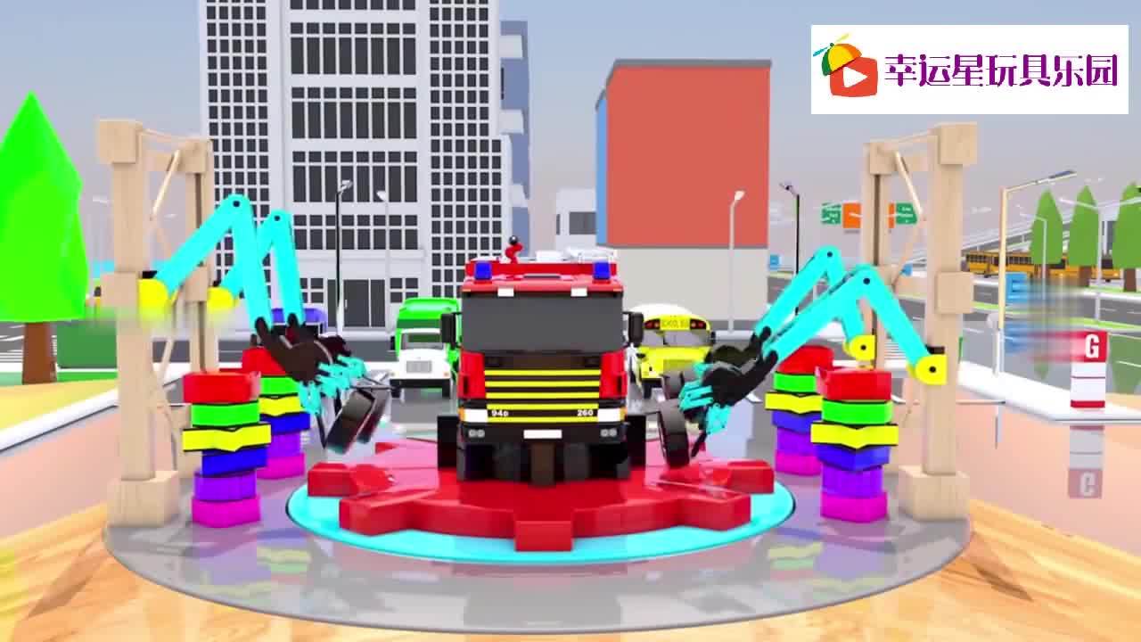 宝宝认识各种车辆旋转台上更换图形车轮