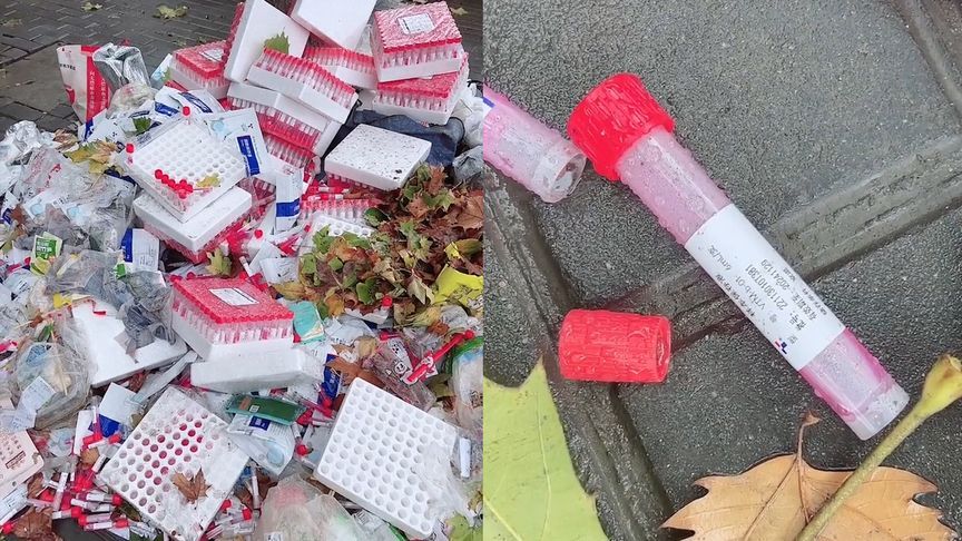 大批抽样试管倾倒路面,市民担心带病毒,卫健局:让社区层层汇报