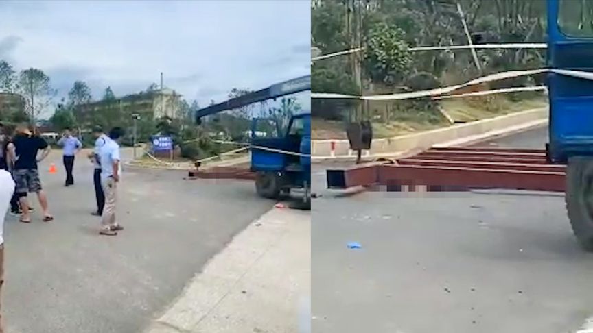突发!湖南蓝山县吊装铁架突然倒塌,一名工人被压当场身亡