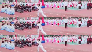 我儿子在学校里武当武术表演