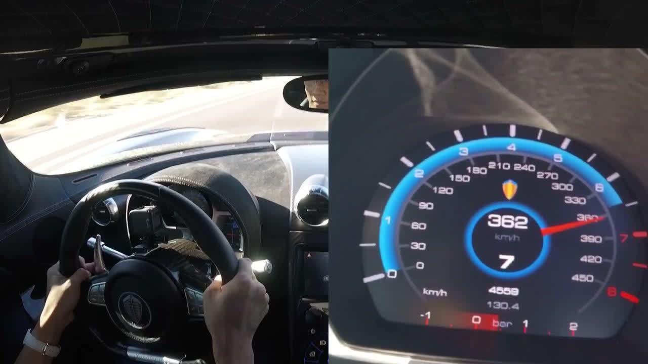 在封闭的高速测试Agera R 竟然发现有电子限速在360