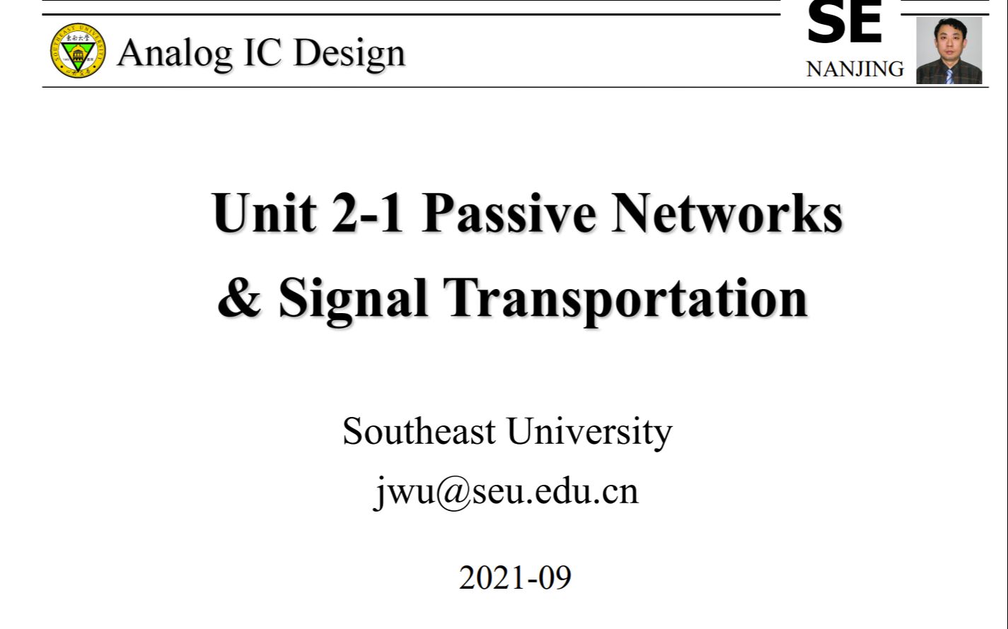 ...吴金-模拟集成电路-东南大学】第二讲 频域信号&无源网络传递函数