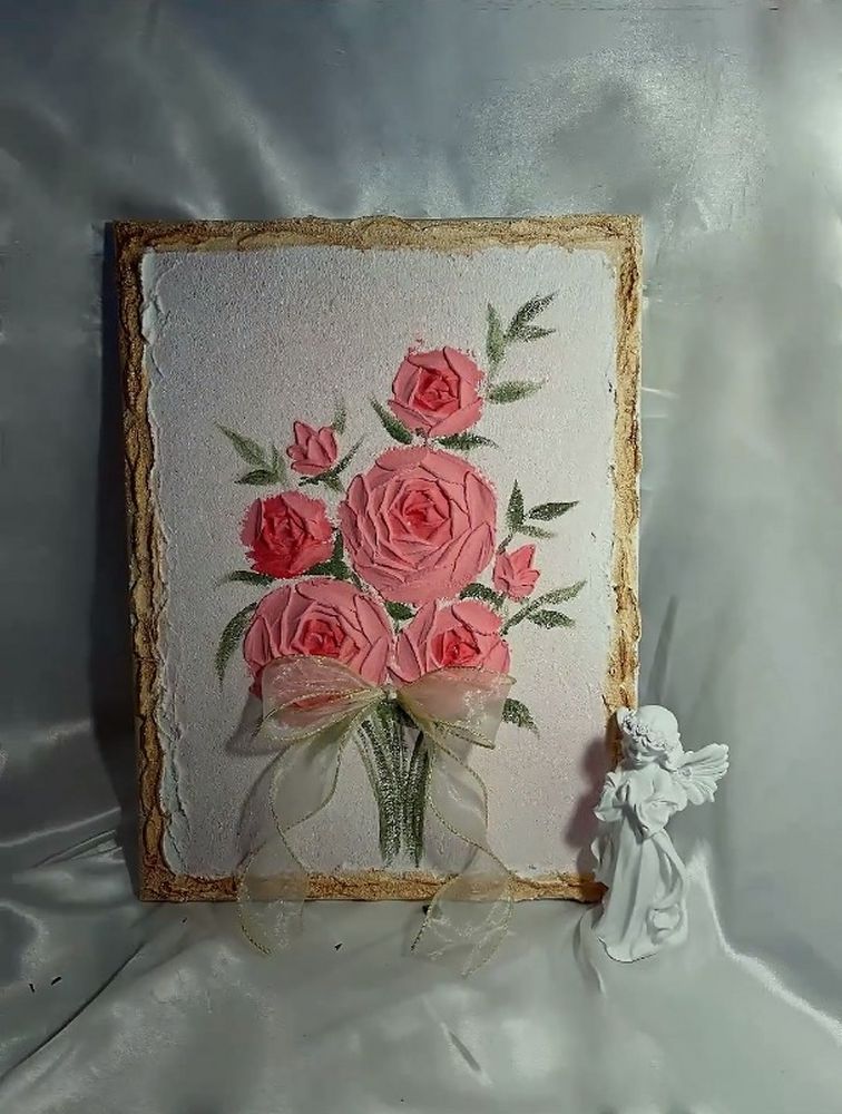 今日主题金粉——玫瑰框画 一起学画画 玫瑰 情人节 礼物