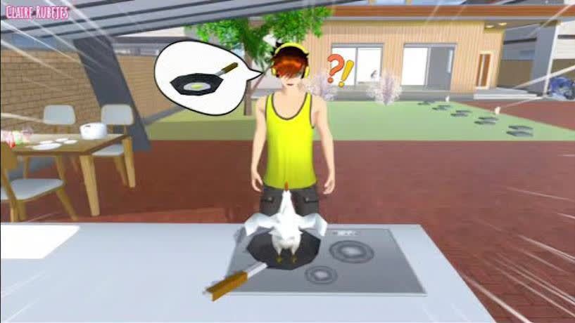 樱花校园模拟器:唐三在家煎荷包蛋,却被小舞整蛊成老母鸡