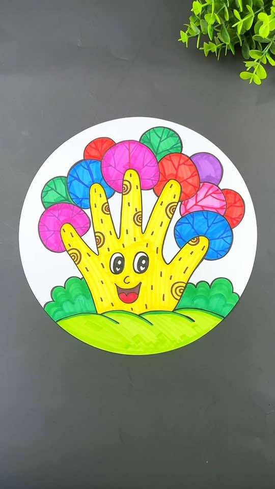 春天到了,教你用手掌画春天的大树,跟我学起来吧