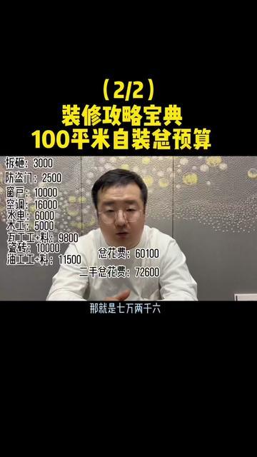 装修一套100平米的房子到底要花多少钱装修预算全解