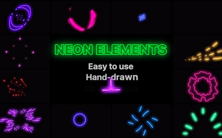 Premiere模板-炫酷多彩发光文字Mogrt动态特效模板