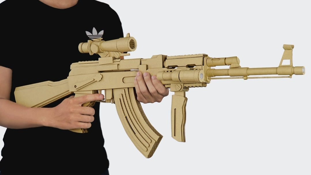 纸板手工制作AK枪射击,原来还可以这样做出来AK
