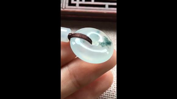 翡翠冰飘花平安扣挂件吊坠 平平安安