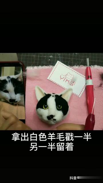 羊毛毡仿真简单黑白铺毛(细节制作)羊毛毡 教程分享