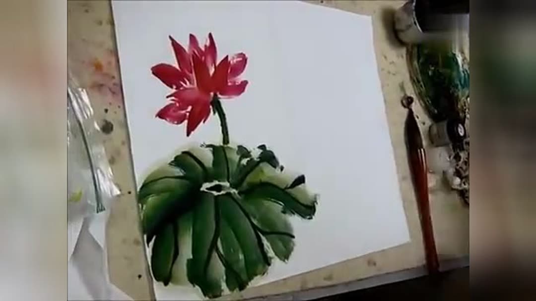 国画老师教学,画荷花荷叶的技法画法!我最喜欢画荷花了!