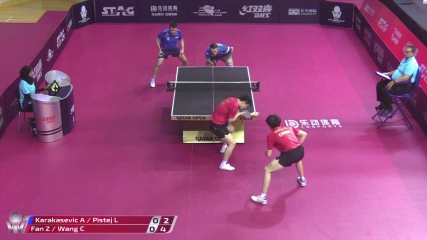 2020卡塔尔公开赛男双八分一:王楚钦搭配樊振东,实施碾压式打法