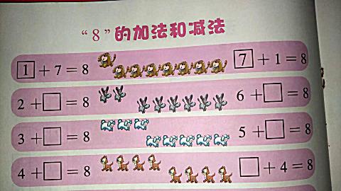 幼儿园快乐成长课程 大班 数学 上册 8的组成 8的加法和减法