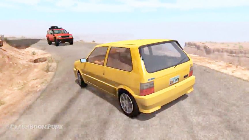 BeamNG:模拟汽车在高山悬崖弯道相撞的情景,逼真车祸模拟