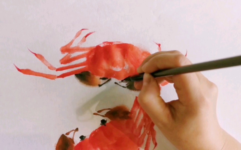 【国画教程】写意螃蟹的画法