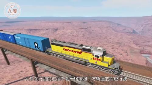 火车全速通过高空断桥会发生什么?3D动画模拟全程,场面太壮观