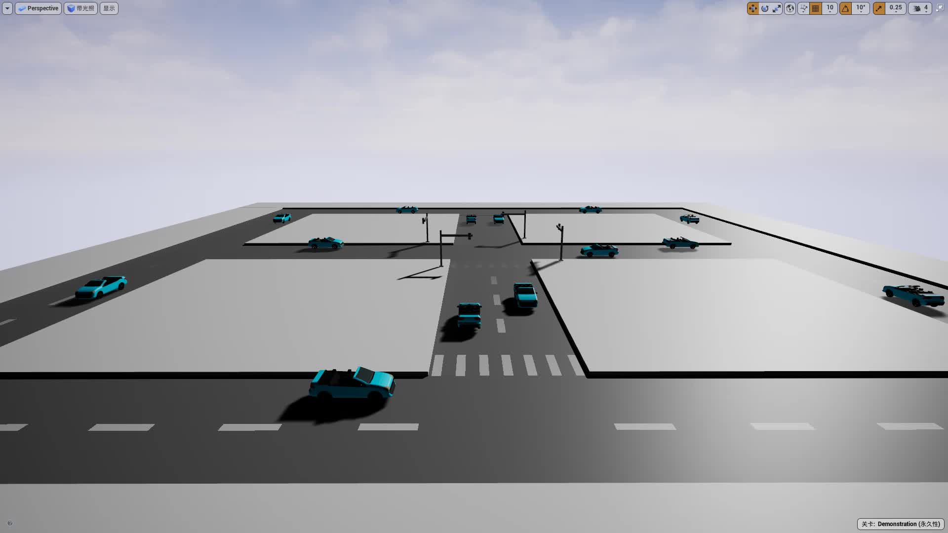 【UE4无人驾驶】能识别红绿灯、可避让