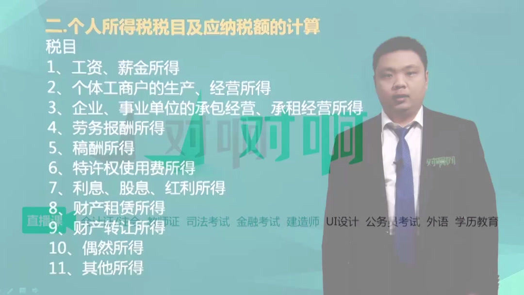 第五章第12讲个人所得税税目及应纳税额的计算(一)-对啊网