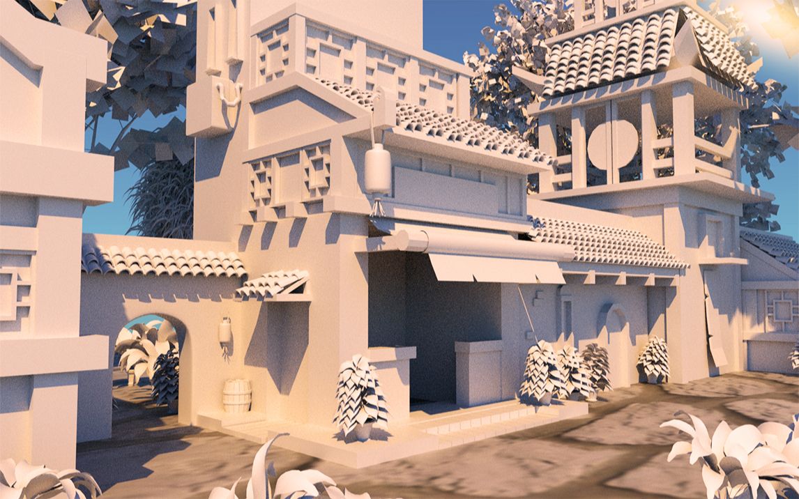 【maya古风建模】唯美古风场景建筑“中国城”,瓦片搭建详细教学,零...