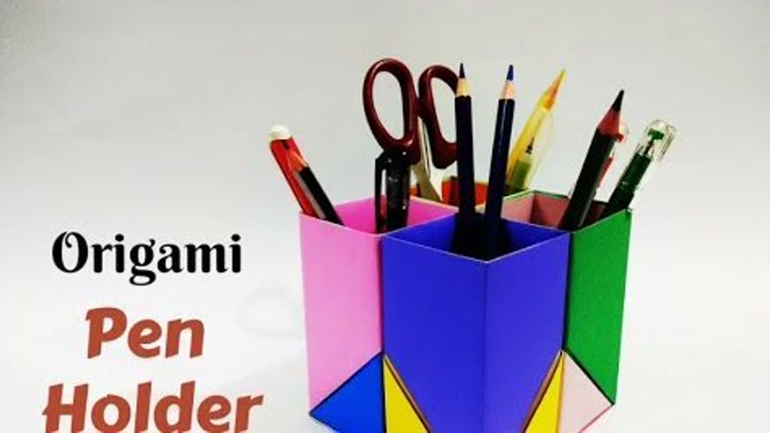 DIY:如何用纸制作手工折纸笔筒,简单又实用!