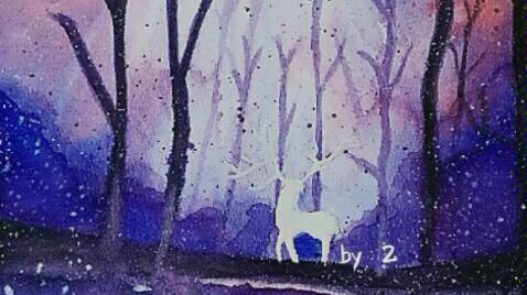 【水彩】麋鹿森林教程