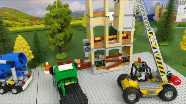 趣味乐高定格动画 乐高工程车 起重机工作