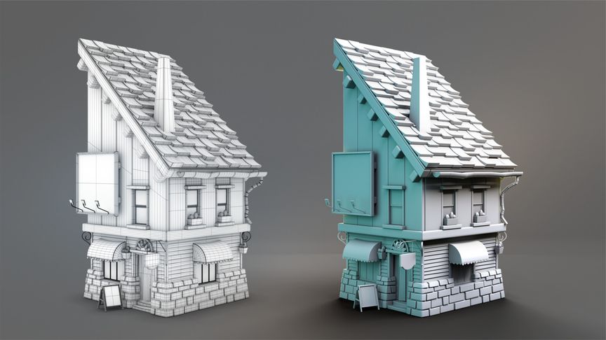 【3dmax建模】欧美风格“房屋”游戏模型案例分析讲解~