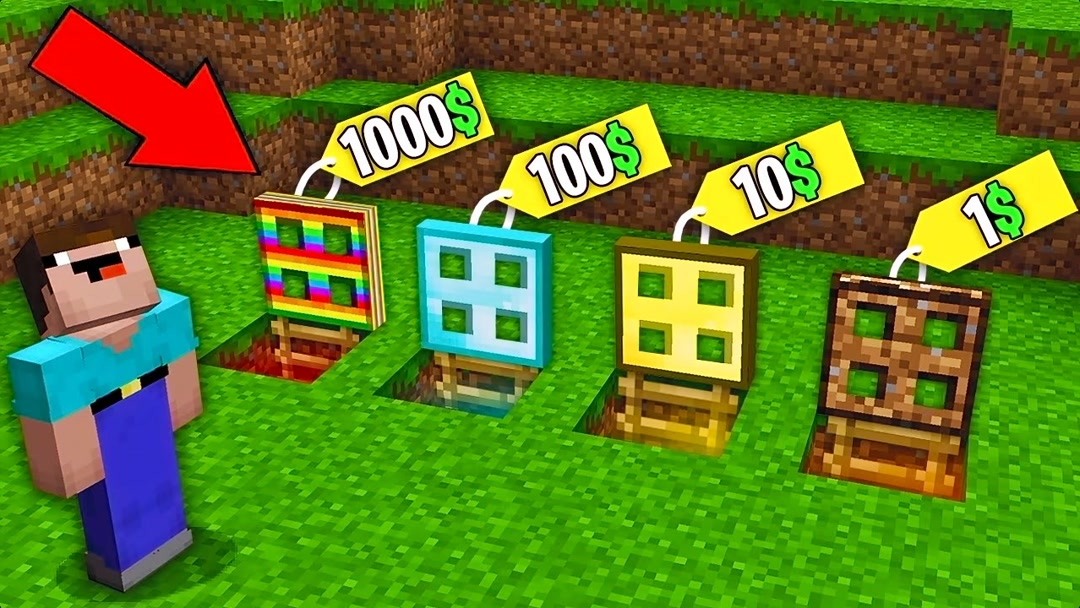 【红马】我的世界:新手以1000元对100元对10元对1元购买活动门